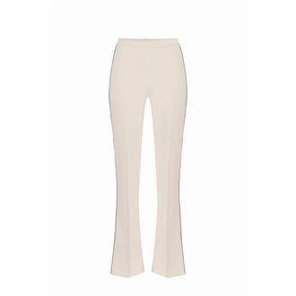 Elisabetta Franchi Femme, Pantalons, Beige, Taille: 46 FR Pantalon Évasé en Crêpe Stretch