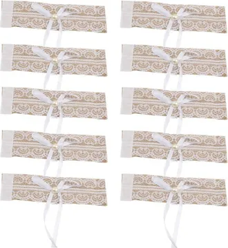 Amosfun Spitzen Serviettenringe Aus Leinen 10 St&uuml;ck - Romantische Tischdekoration F&uuml;r Hochzeit Party Und T&auml;glichen Gebrauch Elegante Serviettenhalter Mit Stil
