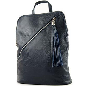 modamoda.de T161 Damen Leder Rucksack Handtasche handmade in Italy, Farbe:Dunkelblau2021