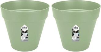 ELHO Loft Urban Rund 20 - Blumentopf f&uuml;r Au&szlig;en - &Oslash; 19.3 x H 17.5 cm - Gr&uuml;n/Pistazien Gr&uuml;n (Packung mit 2)