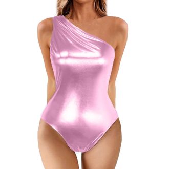 Generic Body Silber Metallic Damen &Auml;rmellos Tanzbody Metallic Oberteile Gl&auml;nzende Ballettbody Tanz Disco Kost&uuml;m Elegant Bodysuit Glitzer Bodys Frauen Turnanzu