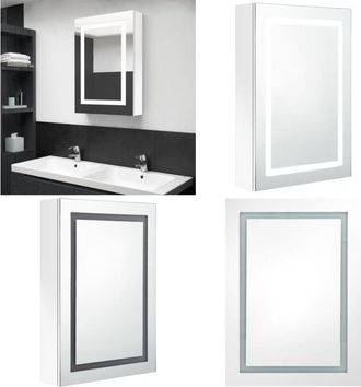 vidaXL Armoire de salle de bain &agrave; miroir LED Blanc brillant 50x13x70cm - Meuble De Salle De Bain - Armoire De Salle De Bain - Miroir Led - &Eacute;clairage Salle