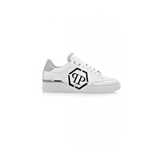 Philipp Plein Lo-Top Leather Sneakers Hexagon - - Shoes - Herren - Wei&szlig; - 42 EU