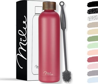 Milu Thermosflasche 1L Isolierte Edelstahl Thermo Trinkflasche Thermoskanne Auslaufsichere Isolierflasche doppelwandig - Kohlens&auml;ure geeignet - inkl. Reini