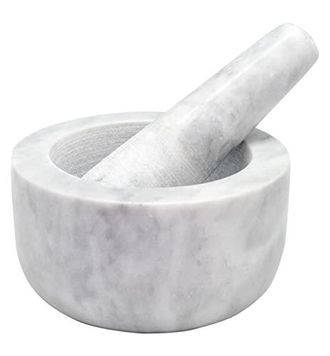 Nerthus Kitchenware FIH 896 Marmorm&ouml;rtel Wei&szlig; Robust und leicht zu reinigen, 13 x 13 x 13 cm