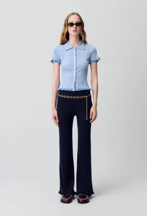 Claudie Pierlot Gestreiftes Poloshirt mit Knöpfen