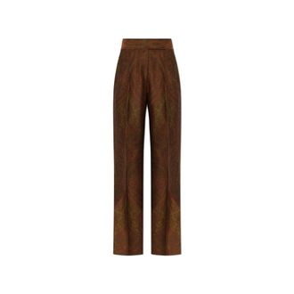 Etro Plissierte gemusterte Hose - - Trousers - Damen - Braun - XS
