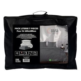 Soleil d'Ocre Bettwäsche-Set, 7-teilig, Boheme, Grau, für Bett 160 x 200 cm