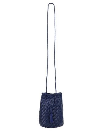 Dragon Diffusion Womens Shoulder Bag Pompom Blue Leather
