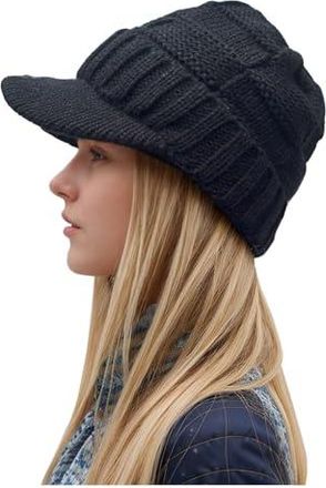 Generic Bonnet Femme Hiver Bonnet Femme Chapeau Femme Hiver Confortable Classique - Bonnet Casquette Uni Femme Hiver, Bord Structur&eacute;, Tricot Chaud pour Look S