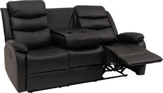 Hhg Neuwertig] 3er Kinosessel HHG 425, Relaxsessel Fernsehsessel mit Armlehne Getränkehalter, Liegefunktion Kunstleder schwarz