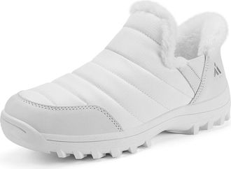 Mishansha Winterschuhe Damen Gefüttert, Rutschfest Warme Slip-on Winterstiefel für Frauen Outdoor, Beige 38 EU