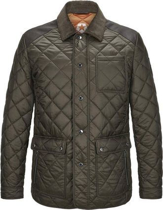 Milestone Steppjacke MSSantos Umlegekragen aus Kord, Kontrastpaspeln und Kragensteg in Kunstleder