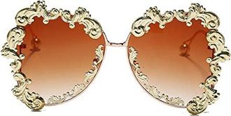 Generic Lunettes de soleil style steampunk 2025 pour femme, lunettes de soleil surdimensionnées en métal, lunettes de soleil vintage UV400, 2, taille unique