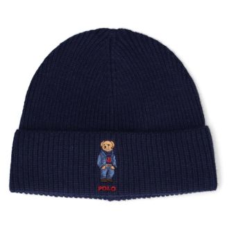 Ralph Lauren Herren Solid Denim Bear Beanie, Klassisches Marineblau, EinheitsgröÃYe