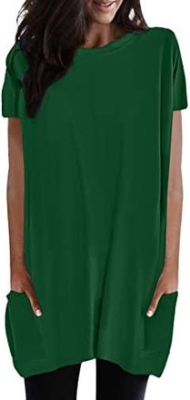 Generic Blingko Tee Shirt Femme Long Sport Oversize Col Rond Tee Shirts &agrave; Manche Courte Et&eacute; T-Shirt AVCE Poches Casual Ample Tops Couleur Unie Tee Blouse Mode