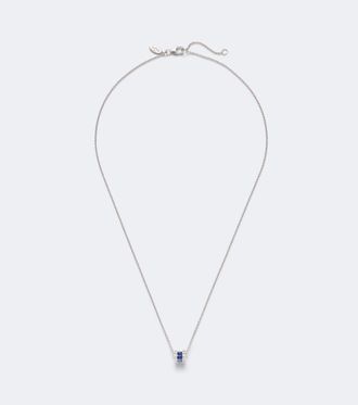 Bucherer Halskette Baguette Love aus 18kt Wei&szlig;gold mit Diamanten und Saphiren