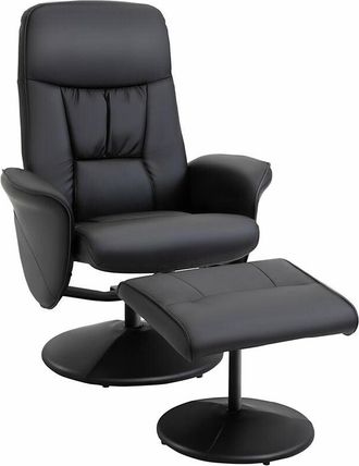HOMCOM Homcom - Fauteuil relax inclinable pivotant style contemporain avec repose-pied revêtement synthétique noir