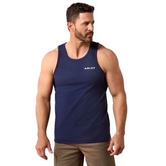 Ariat Mens Rebar Cotton Strong Singlet Tank Top in Navy, Size 2X-Large, by Ariat