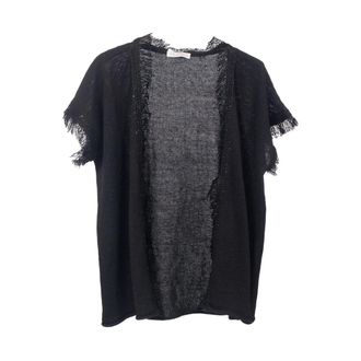 Le Tricot Perugia Femme, Pulls, Noir, Taille: 40 FR Cardigan en Lin et Coton