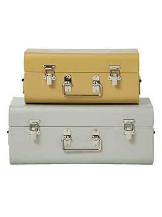 Vertbaudet Lot de 2 malles en métal gigognes vert/jaune TU