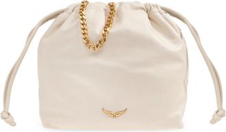 Zadig&Voltaire Femme, Sacs, Beige, Taille: ONE Size Rock Today Leather Shoulder Bag