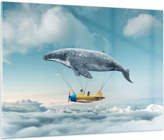 Arttor Bilder auf Glas Wal Kinder Flugzeug Glasbild 70x50cm Wandbilder Dekoration Wohnzimmer Schlafzimmer K&uuml;che Deko Klein Wanddeko Bild im Glas Wand Kunstdr