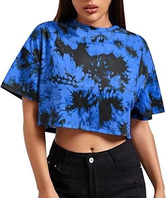 Generic Tee Shirt Femme Sport D&eacute;contract&eacute; Confortable T-Shirt Hauts Manche Court &Eacute;t&eacute; Lache De Base Tee-Shirt Grande Taille Chic Col Rond Haut Tunique Manches 