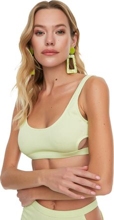 Trendyol Trendyol Damen Texturierte Ausschnitt Ausführlich Bikini-top Bikini Top, Grün, 40 EU