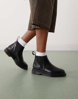 Dr. Martens Dr. Martens - II Bianca Croco - Chelsea Boot in Schwarz
