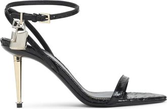 Tom Ford Femme, Chaussures, Noir, Taille: 37 EU Semi Shiny Printed Python Sandal