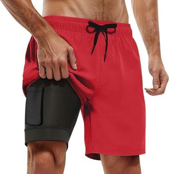 Generic Maillot De Bain Homme - Short De Bain Piscine Maillots Grande Taille Boxer Court Bermuda Shorts Uni Noir Calecon R&eacute;glable Mens Swimming Trunks Plage N