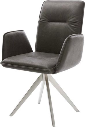 DELIFE Polsterstuhl Vinja-Flex Kreuzgestell kantig Edelstahl Mikrofaser Anthrazit Vintage