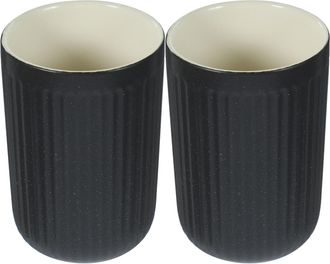 Artibetter 2 St&uuml;ck Teiliges Vintage Keramik Zahnputzbecher mit Vertikalen Linien Wiederverwendbar und Vielseitig als Trinkbecher und Mundsp&uuml;lbecher Robust Leicht