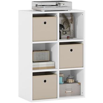 HOMCOM Étagère à 6 cubes, bibliothèque, étagère pour livres avec 3 tiroirs en tissu, horizontale ou verticale, pour salon, chambre, étude, 53,7 x 30 x 79,8 c