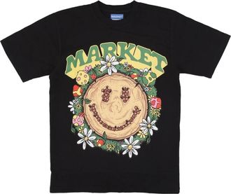 Market Vintage Smiley Tee Schwarz Baumwoll T-Shirt - - Tops - Herren - Schwarzk - XL