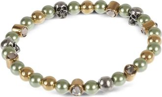 Alexander McQueen bracelet en m&eacute;tal &agrave; perles et t&ecirc;te de mort - Vert