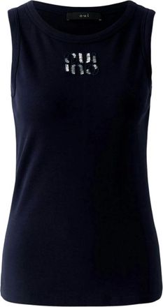 Oui Femme, Tops, Bleu, Taille: 44 FR D&eacute;bardeur Classique