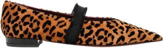 Roberto Festa Milano Pointed Toe Leopard Print Flats With Frayed Black - Gr. 37,5 (EU) - in Braun