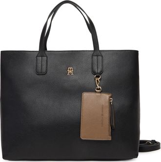 Tommy Hilfiger Handtasche Tommy Hilfiger Th Icon Satchel AW0AW18122 Schwarz