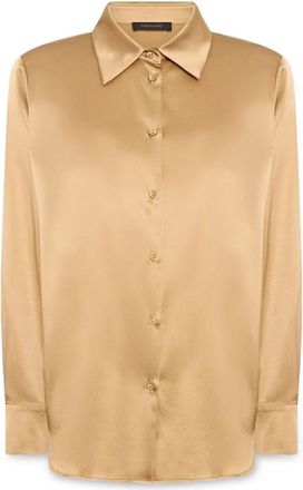 Elena Miro Femme, Blouses et Chemises, Beige, Taille: 56 FR Chemise en Soie Stretch
