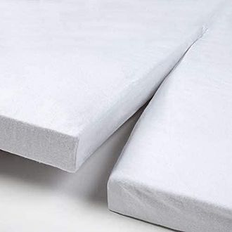 Papillon Spannbettucher Molton 100% Baumwolle splitSpannbetttücher, Weiß, 180 x 220 cm