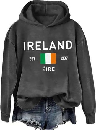 Generic Pull de la Saint-Patrick pour femme, pull imprim&eacute; tr&egrave;fle irlandais &agrave; manches longues pour femme, sweatshirts de f&ecirc;te sans capuche, cadeaux tr&egrave;fle port