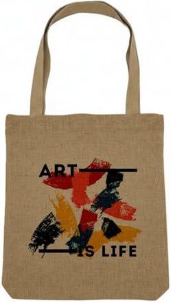 Fabulous Sac Shopping Tote Bag Aspect Lin - Art is Life Abstrait Peinture Pinceau Moderne Art Contemporain - Sac de Courses Toile Epaisse 360g Beige Naturel Ca