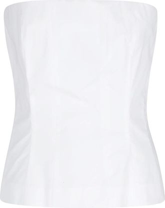 Federica Tosi Femme, Tops, Blanc, Taille: 36 FR Top Bustier en Popeline