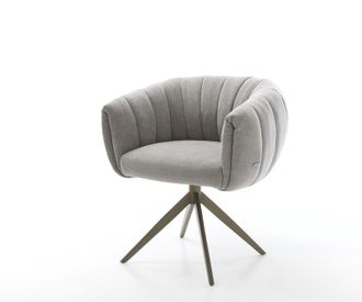 DELIFE Drehstuhl Jada-Flex Strukturstoff Soft Grau Kreuzgestell breit Effektfinish Titan 360&deg; drehbar Wippfunktion Taschenfederkern, Esszimmerst&uuml;hle