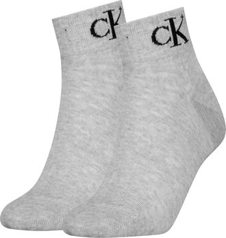 Calvin Klein Womens Quarter Sock, Light Grey Melange, 39/42 (2er Pack)