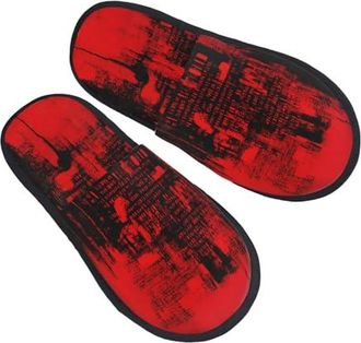 Generic Pantoufles Moelleuses Fond Imprim&eacute; Avec &Eacute;claboussures DEncre Rouge Slippers Hiver Maison Chaussons Pour Homme Ext&eacute;rieur Unisex M