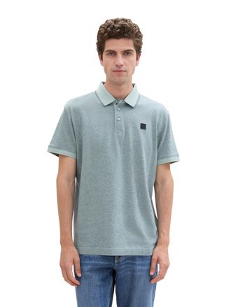 Tom Tailor Herren 1043379 Basic Jersey Poloshirt mit Punkte-Struktur, 36183-Mint Blue Grindle, M