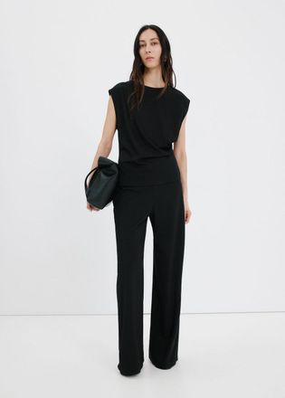 Mango T-shirt d&eacute;tails fronc&eacute;s noir - Femme - XXS - MANGO